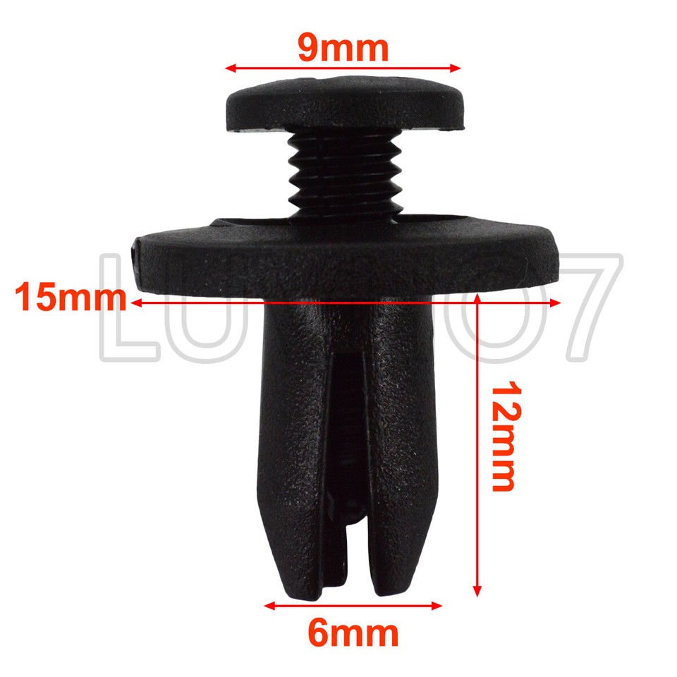100Pcs 6mm Hole Car Plastic Rivets Fastener Fender Bumper Clips ...