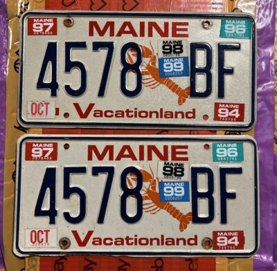 LICENSE PLATES Maine, old lobster type Pair 4578 – BF | eBay