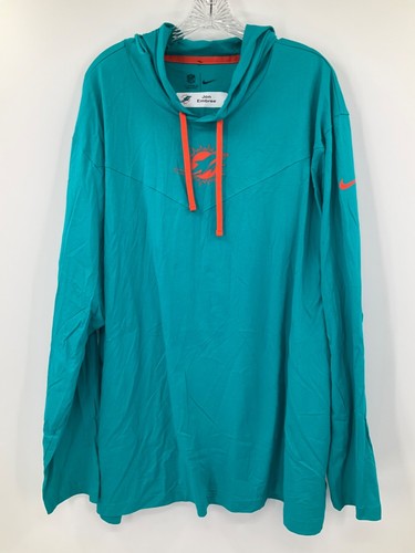 JON EMBREE MIAMI DOLPHINS GAME USED AQUA NIKE DRI FIT HOODED LONG ...