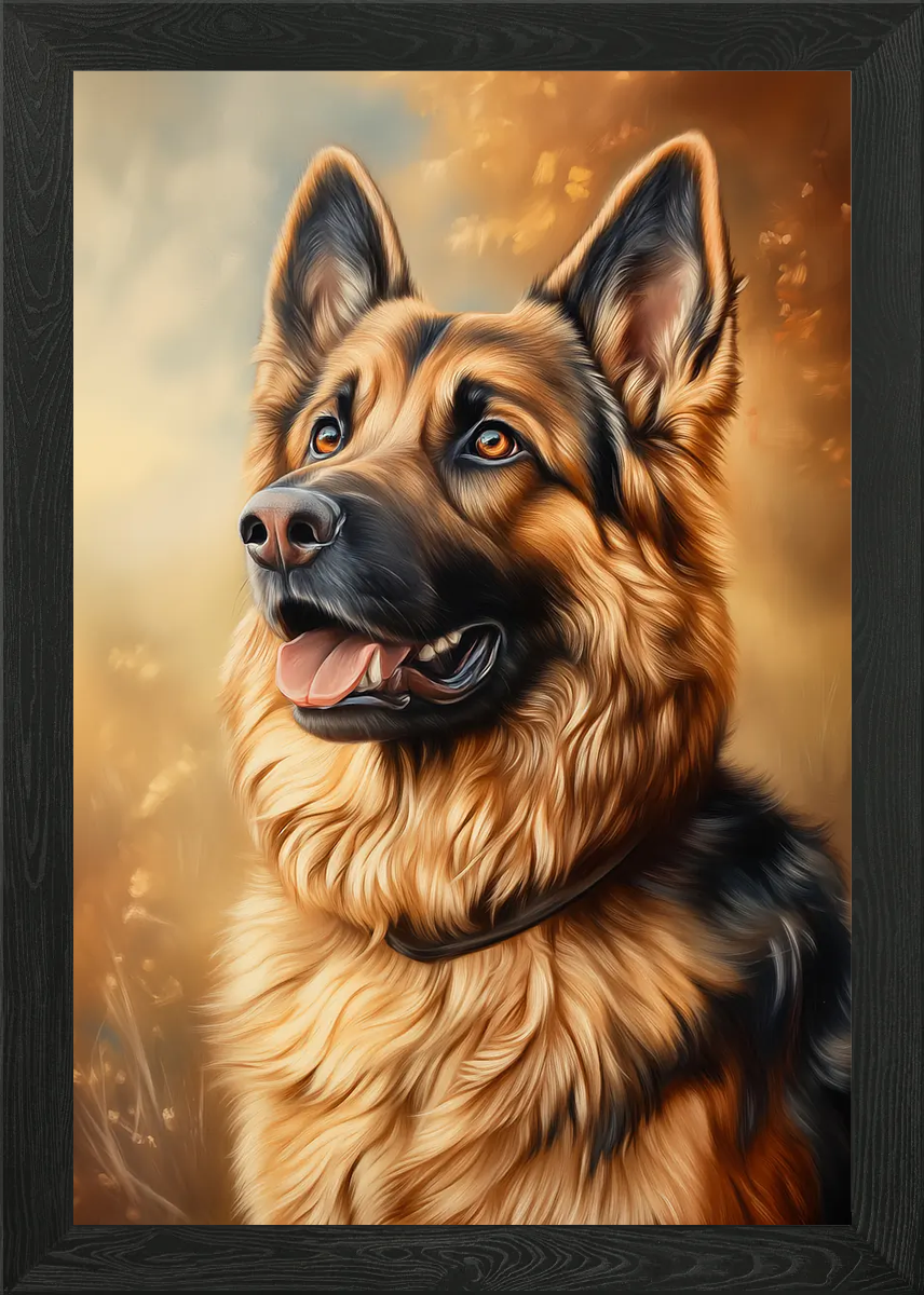 German Shepherd Portrait Framed Wall Art Poster Canvas Print Picture ...