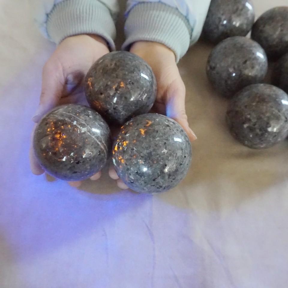 10.7LB 10Pcs Yooperlite Fire Stone Crystal Ball Flashing Flame Under ...