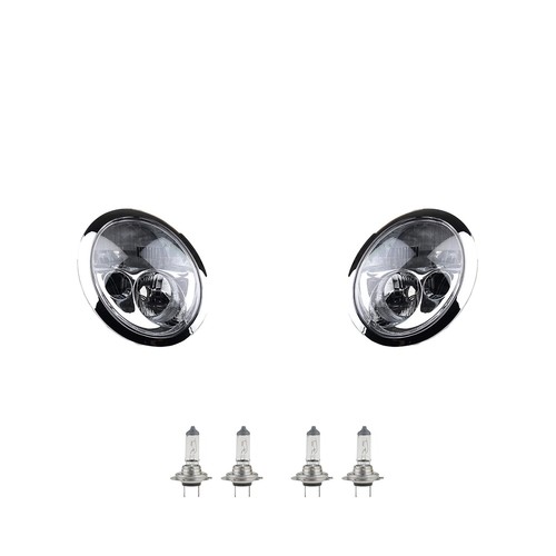 Set Fanali Alogeno Fronte Adatto A per BMW Mini R50 R53 01-04 Con H7 L ...