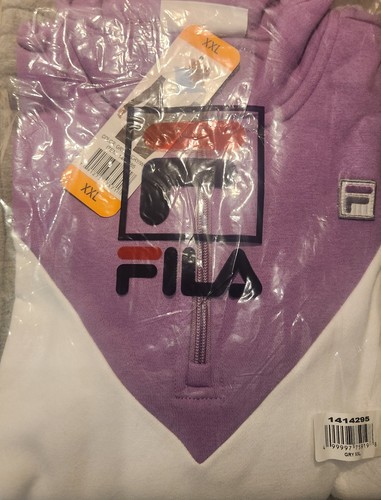 NEW Fila Women’s Quarter Zip Pullover Sweatshirt - Lavender White Grey ...