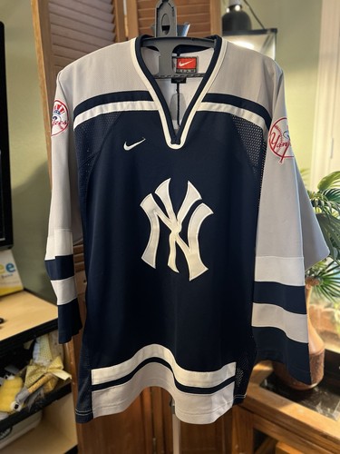 Vintage New York Yankees MLB Nike 90s Hockey Jersey Men's XL Rare | eBay