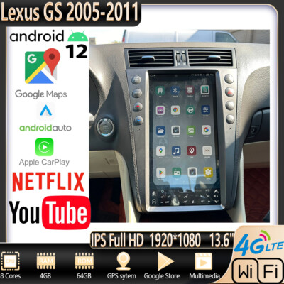 13.6" Android Tesla Screen Car Radio For Lexus GS300 350 430 450h 460 ...