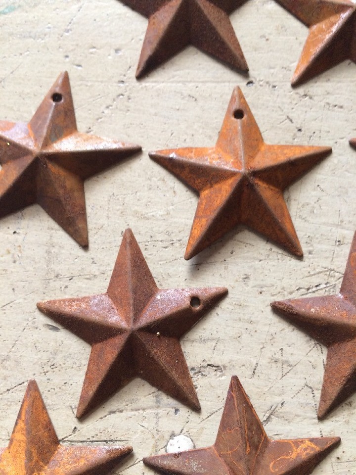 1.5" Primitive Rusty Tin/Metal Barn Stars Star 24 Pack Dimensional 1 1/ ...