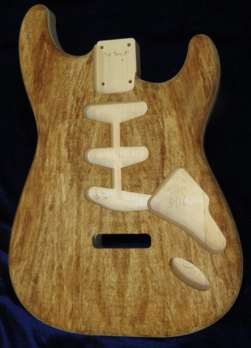 Spalted Maple Top/ Aged Pine Strat Style body - Standard 3lbs 5oz #3416 ...
