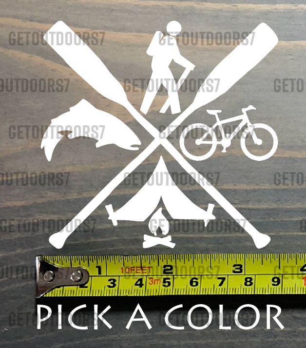 Outdoor Sticker Decal 3.5" Hiking Biking Fishing Paddle Camping ...