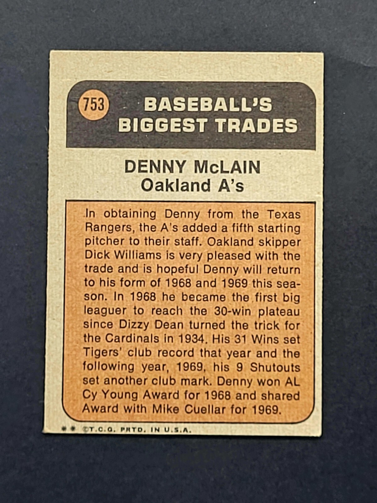 1972 Topps #753 Denny McLain TRADED HIGH NUMBER Baseball Card HI# EX OR ...