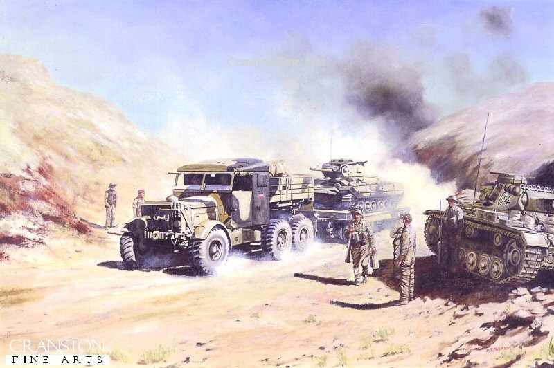 WW2 military art print Valentine Tank, Scammell desert rats north ...