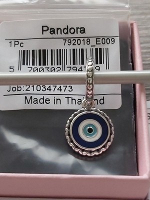 AUTHENTIC PANDORA STERLING SILVER EVIL EYE DANGLE CHARM 792018_E009 | eBay