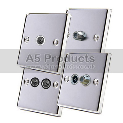 Multimedia TV Coaxial Aerial SKY Satellite Sockets Polished Chrome ...