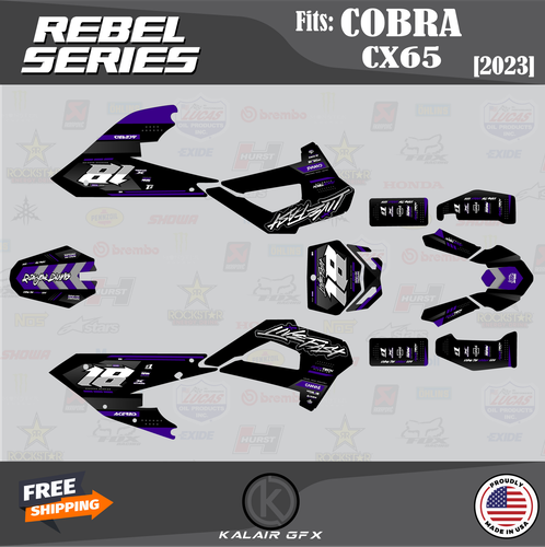 Graphics Kit for Cobra CX65 CX 65 (2022-2025) Rebel - PURPLE | eBay