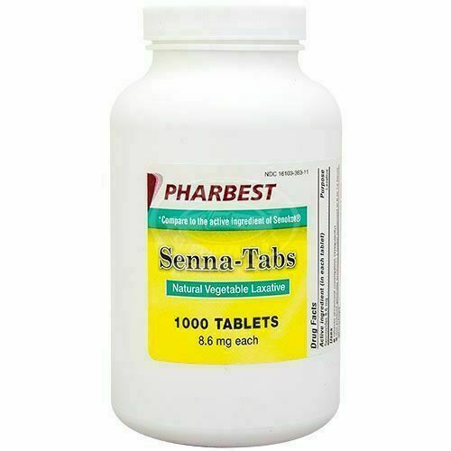 Senna 8.6 Mg Generic for Senokot Natural Vegetable Laxative 1000 Count ...