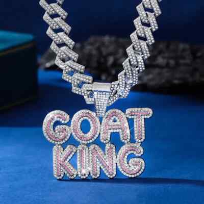 HIP HOP SILVER PLATED GOAT KING 18" ICED CUBIZ ZIRCONIA CUBAN CHAIN ...