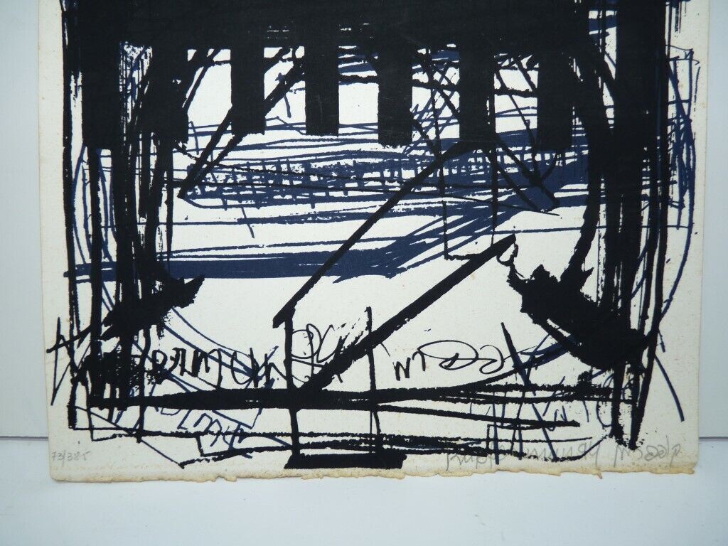 Moshe Kupferman 1994 Abstract Lithograph Pencil Numbered 73/385 Signed ...
