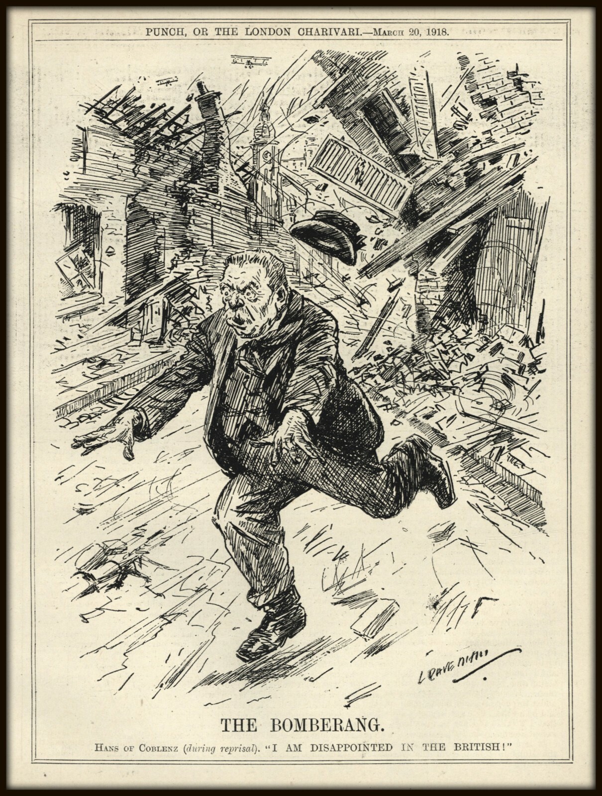 RARE WW 1 PUNCH Political Cartoon - STRATEGIC BOMBING of Koblenz ...