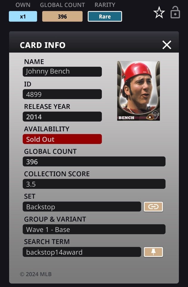 Topps Bunt Digital JOHNNY BENCH🌟2014 Backstop Award🌟Rare | eBay