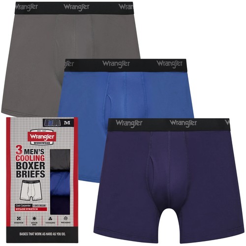 Wrangler Men's Boxer Briefs Cooling Stretch Nylon Boxers, 3 Pack M, L ...