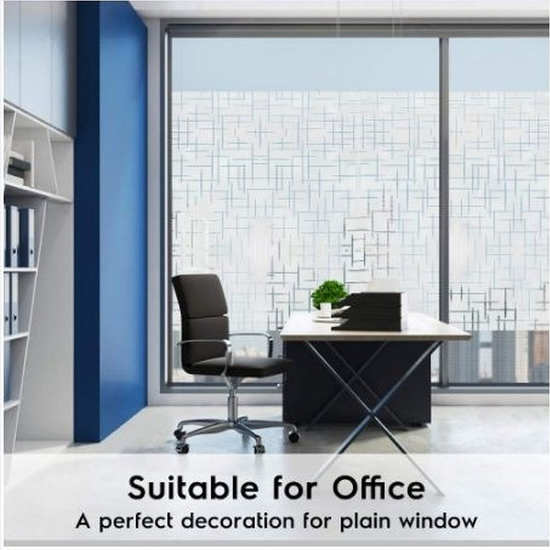 Frosted Static Cling Glass Window Film Cross Pattern Opaque Bathroom ...