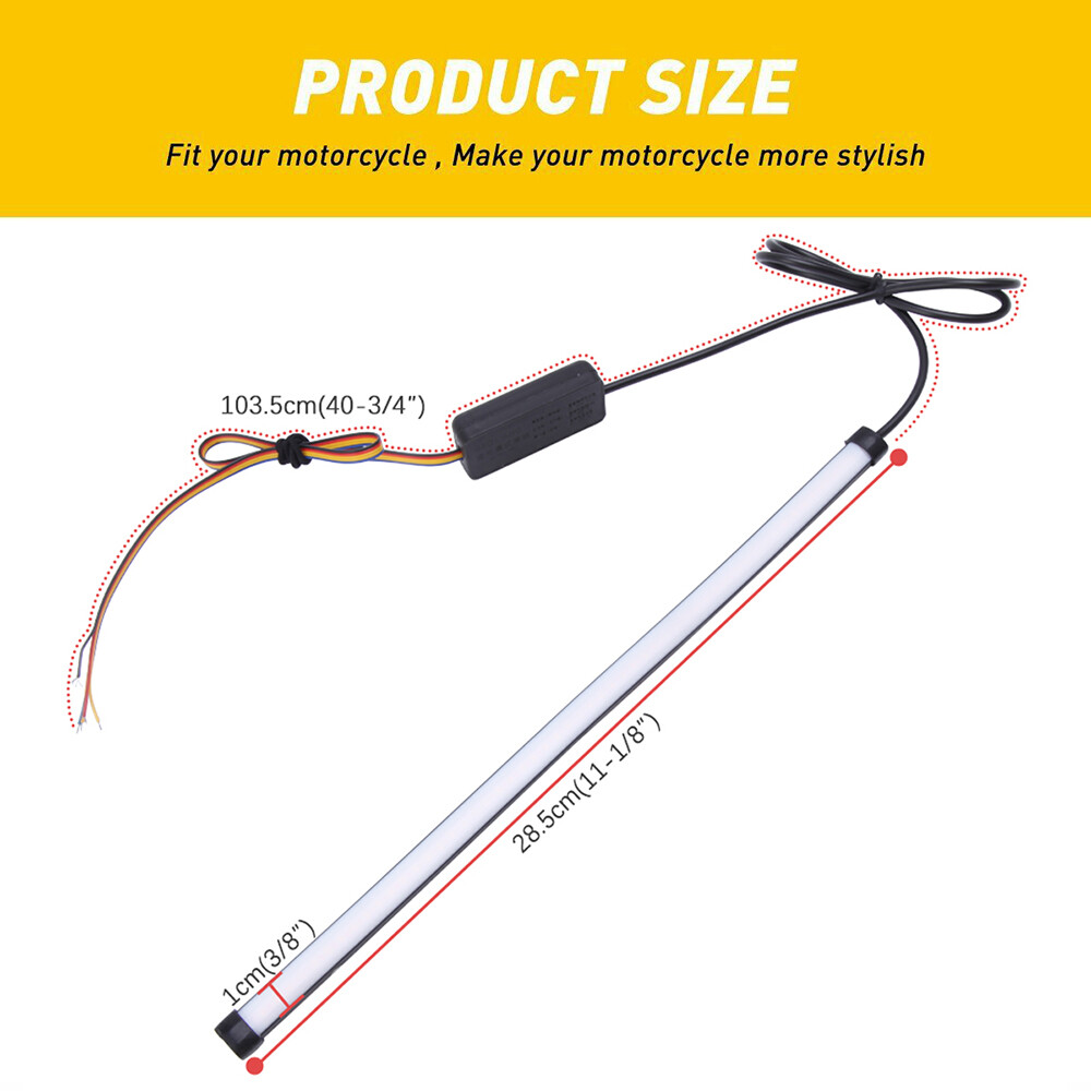 Motorcycle LED Flexible Tail Light Strip Integrated Brake Stop Turn ...