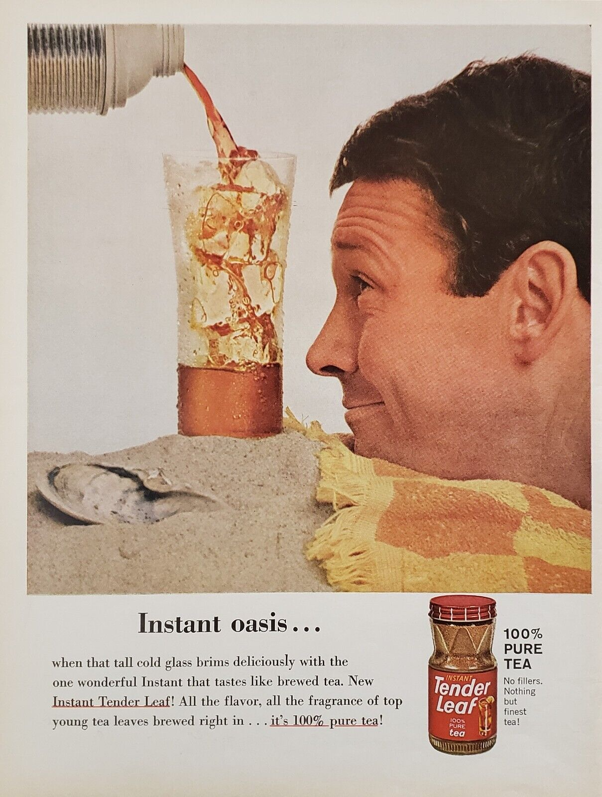 1963 Instant Tender Leaf Tea 100% Pure Make Iced Tea Vintage Print Ad ...
