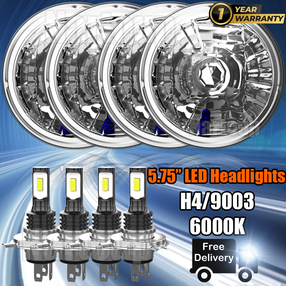 4PCS 5.75" DRL LED Headlights Hi-Lo Beam For Mercedes-Benz 380SL 450SL ...