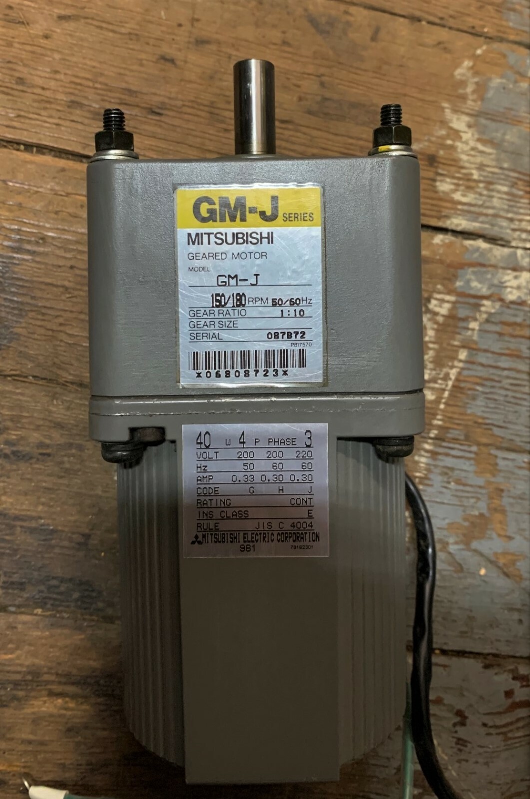 MITSUBISHI GM-J GEARED MOTOR 150/180RPM 1:10 RATIO 40W 3PH 50/60HZ | eBay