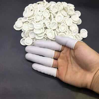 WHITE FINGER COTS RUBBER LATEX DISPOSABLE WATERPROOF FINGER COVER NAIL ...