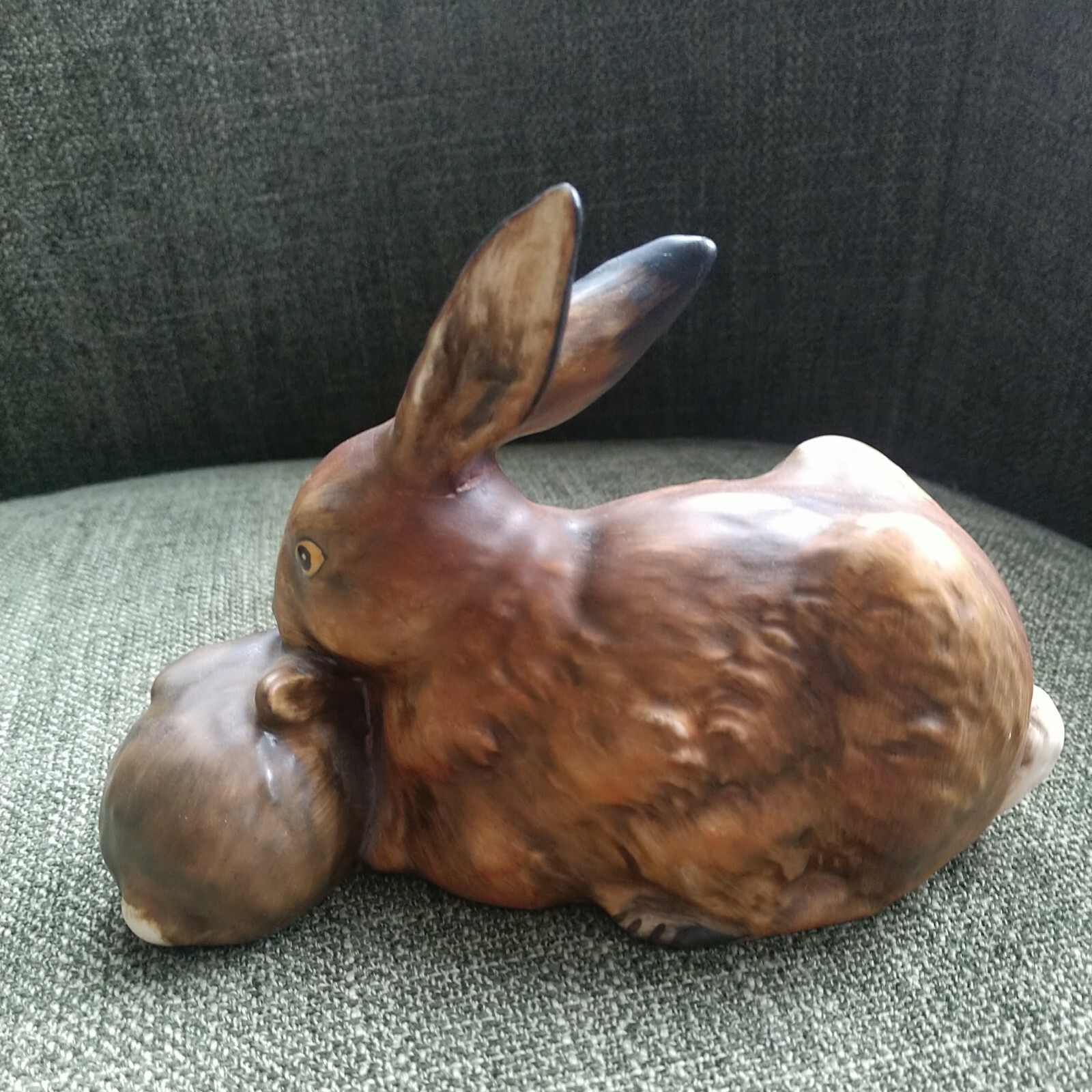 L Goebel Brown Bunny Rabbit Mother & Baby Figurine Germany #34 | eBay