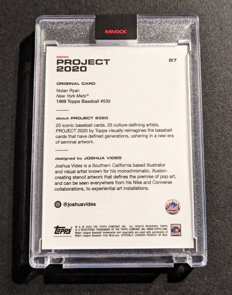 Topps Project 2020 *Nolan Ryan* #87 Art Card by Joshua Vides Mets HOF ...