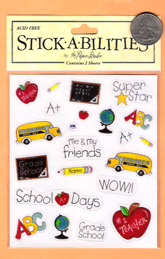 Stickabilities Stickers with School Bus, Apple, Blackboard, Globe ...