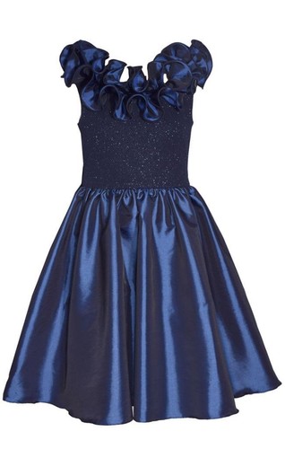 NEW Bonnie Jean GirlS Size 16 "NAVY RUFFLED NECKLINE" Taffeta Bow Back ...
