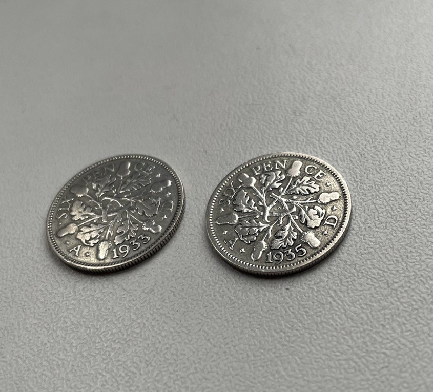 2 x 1930s George V Head 50% Silver Sixpence Coin - great for Christmas ...