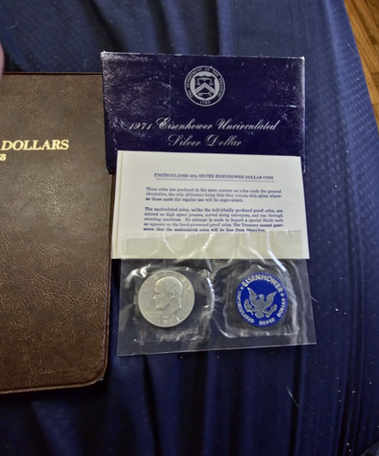 1971 S IKE Eisenhower 40% Silver Dollar US Coin Blue Ike Brilliant ...