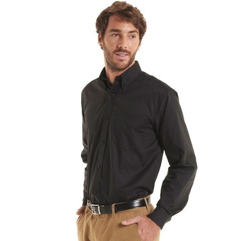 Uneek Shirt Oxford Pinpoint Weave Long Sleeve Button Down Collar No ...