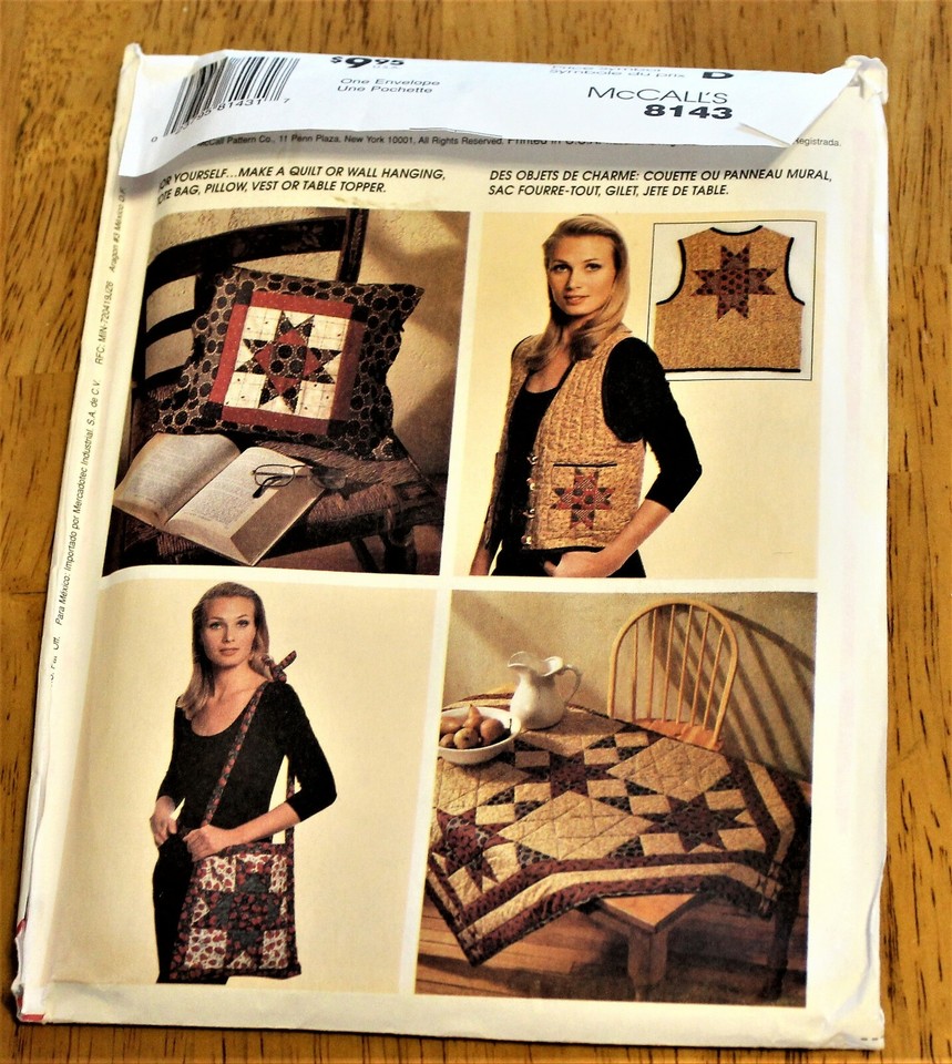 McCalls: PATTERN #8143 AN AMERICAN TRADITION - QUILT, PILLOW, VEST ...