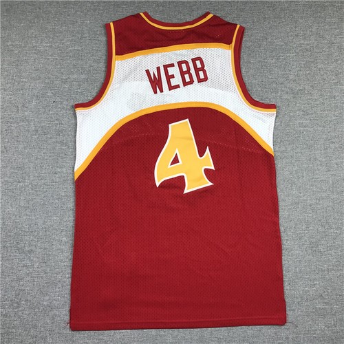 Mens Spud #4 Webb Red Atlanta Basketball Jersey Stitched++ | eBay