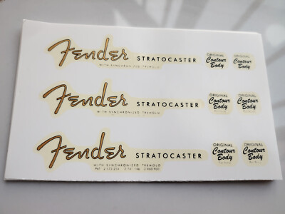 FENDER STRATOCASTER Guitar Waterslide Transfer Headstock RAISED Decals ...