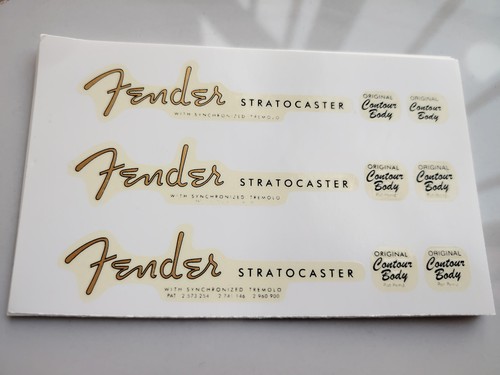 FENDER STRATOCASTER Guitar Waterslide Transfer Headstock RAISED Decals ...