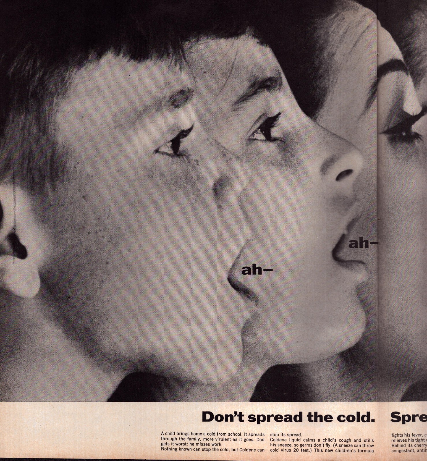 1961 COLDENE Don't spread the cold. Spread the word Coldene. 2-page ...