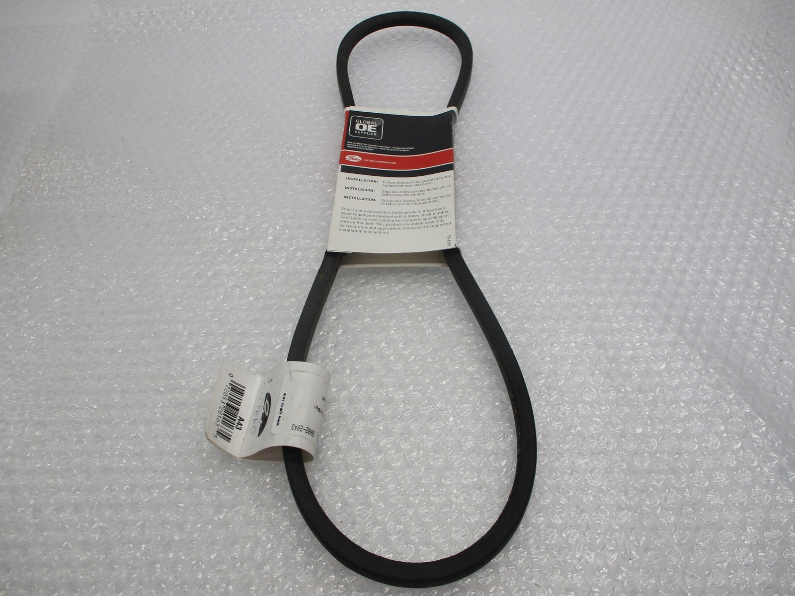 GATES A43. Drive Belt V-Belt A 45IN 1 143MM Belt Outside Length 0.5IN ...