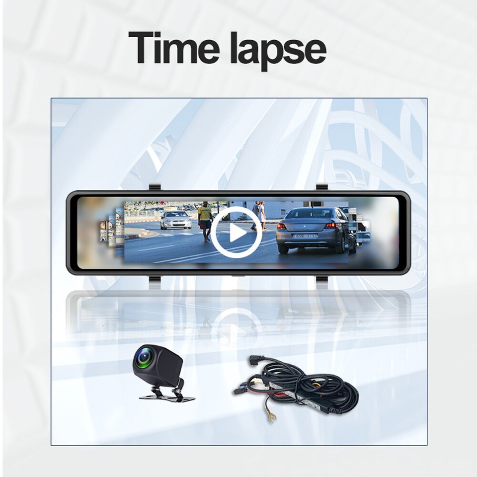 Car DVR Rearview Mirror Dash Camera Dual Lens 2K +1080P CarPlay ...