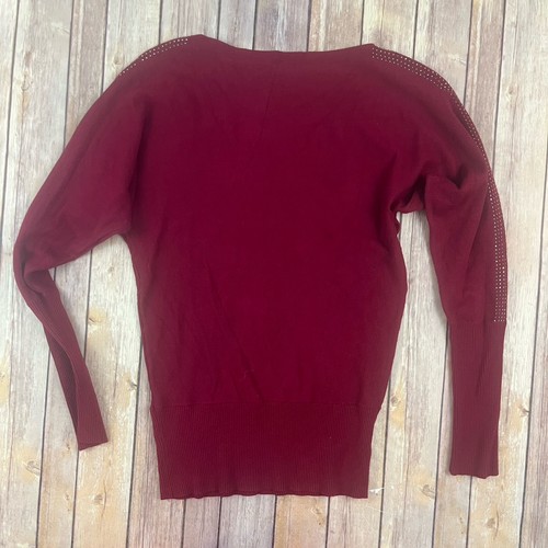 Vila Milano Sweater Medium Dark Red Rhinestone Studded Knit Pullover ...