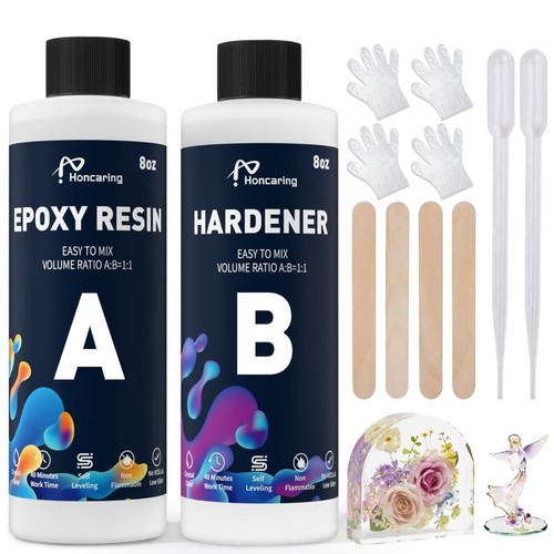 Epoxy Resin 16OZ, Clear Beginner-Friendly Kit, Clear Resin Epoxy for ...