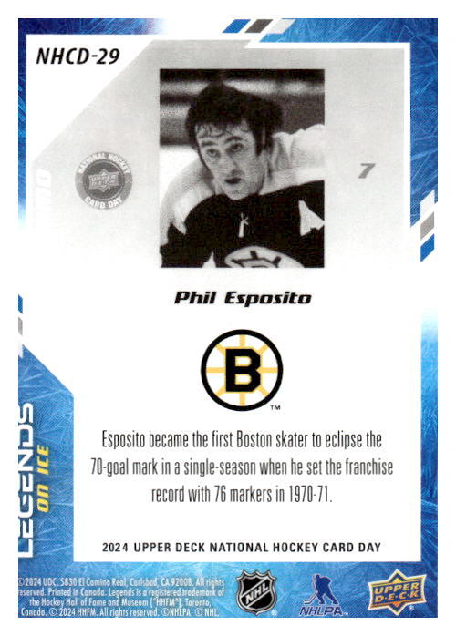 2024 Upper Deck National Hockey Card Day - #NHCD-29 Phil Esposito for ...