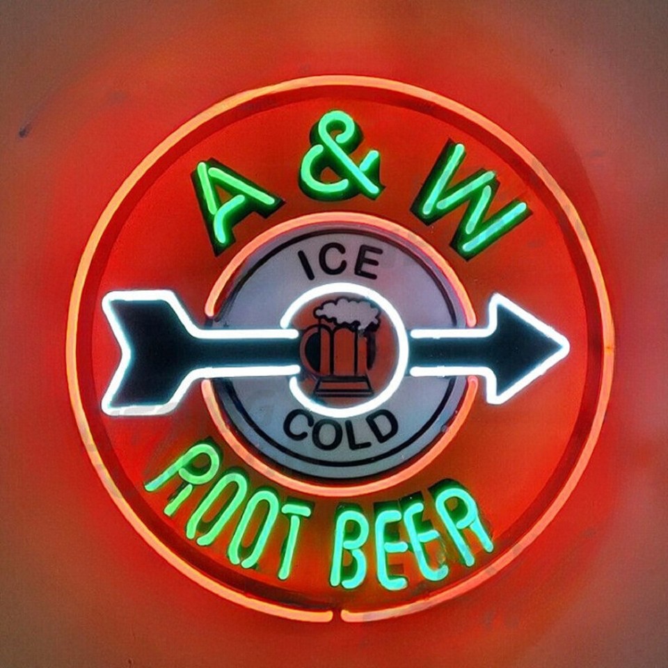 A&W Root Beer Ice Cold Neon Light Sign 18x18 Beer Bar Store Man Cave ...