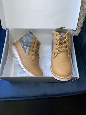 London Fog Wheat/Camo Lace Up Boys Casual Boots CL30149Y Size 1M | eBay