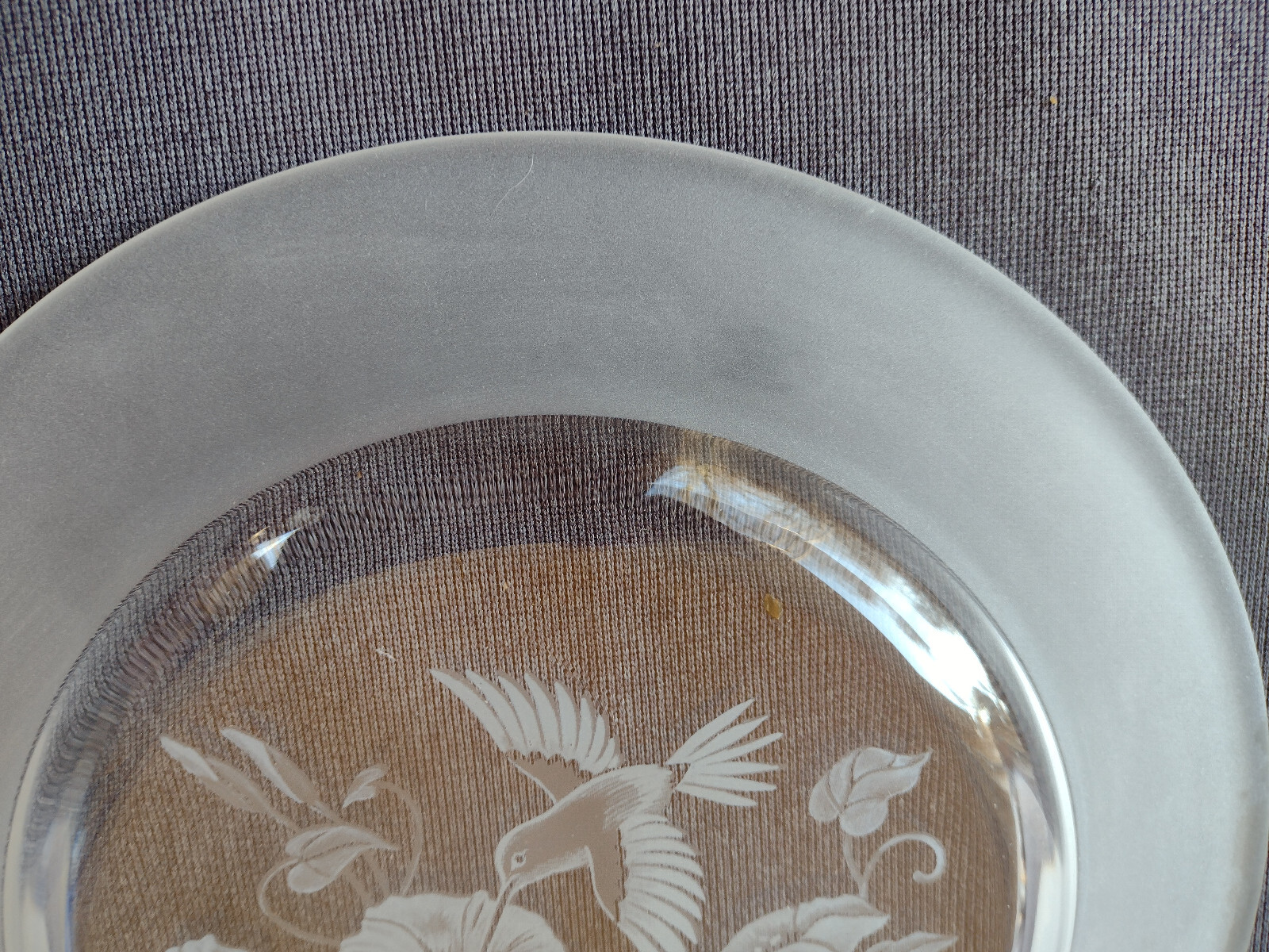Avon Hummingbird Lead Crystal 7 7/8" Dessert Plates Frosted and Etched ...