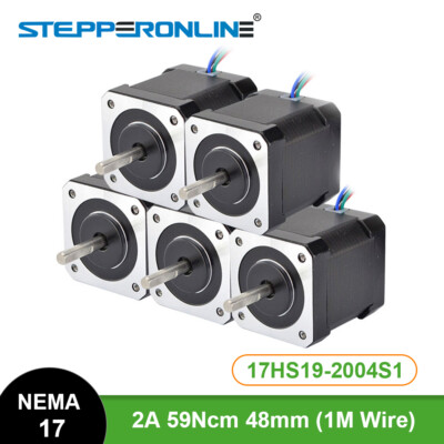 STEPPERONLINE 5pcs Nema 17 Stepper Motor 84oz.in 4-lead 17HS19-2004S1 ...